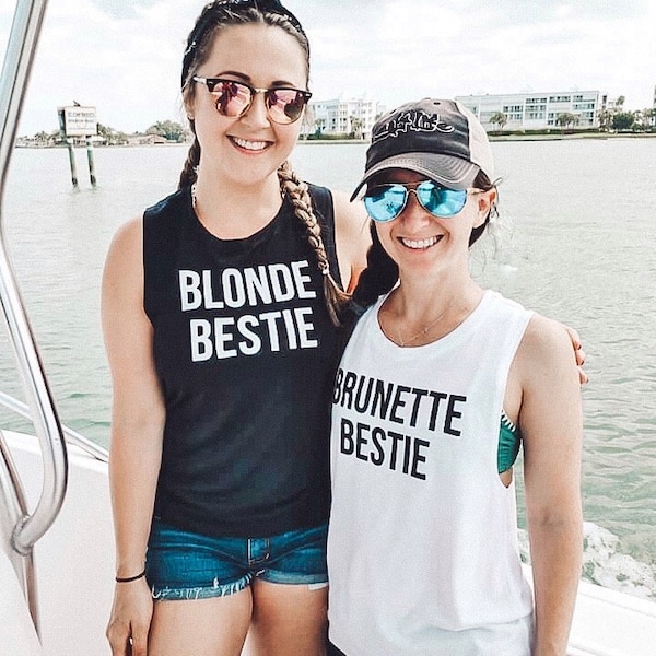 Blonde Bestie Brunette Bestie Tank Tops - Best Friend Gift - Blonde and ...