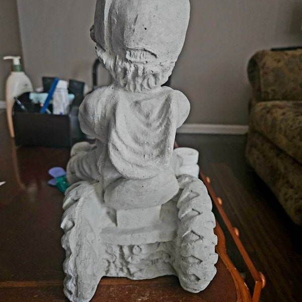 Concrete Bench Statue, Solid Outdoor Bench Figurine, Stone Yard ...