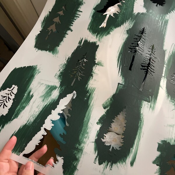 Fir Tree Forest Pattern Wall Stencil - Large Wall Stencils, Tree ...