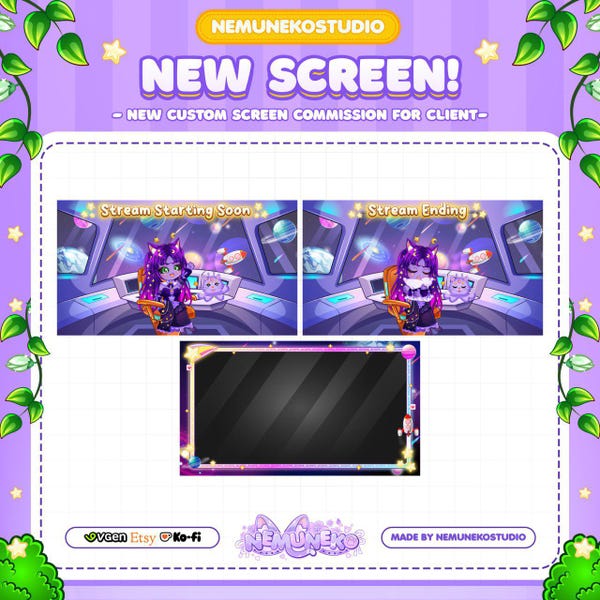 Custom Cute Stream Overlay Package / Twitch Overlay Commissions ...