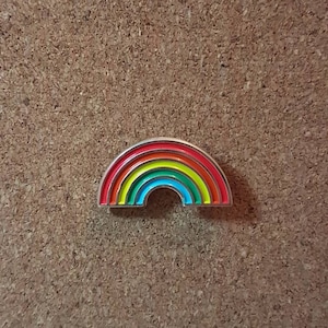 Rainbow Enamel Pin // Rainbow Lapel Pin, Pride, LGBT, Retro//ep007 - Etsy