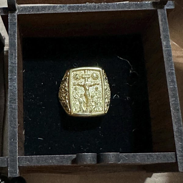 Saint Raphael Archangel Ring, Caduceus Shield Spear Christian Jewelry ...