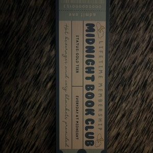 Midnight Book Club Bookmark Bookmark Ticket Voucher Night Owl Bookmark ...