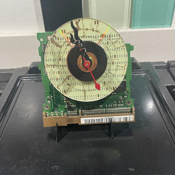 Vintage Punched Computer Punch Card on Mini CD on Circuit Board Clock ...