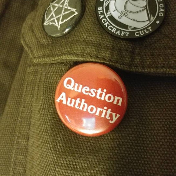 Unworn Retro 80s question Authority BUTTON, in Like New Condtion - Etsy