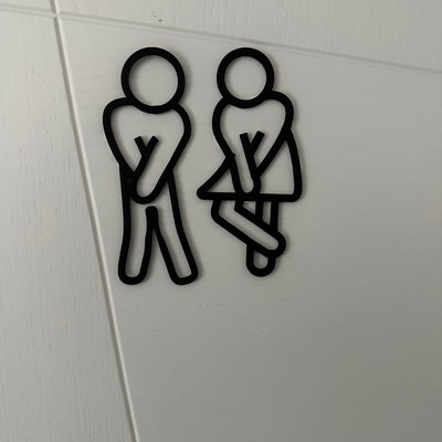 Funny Bathroom Signs Toilet Pee Signals Men and Women Restroom Ladies ...