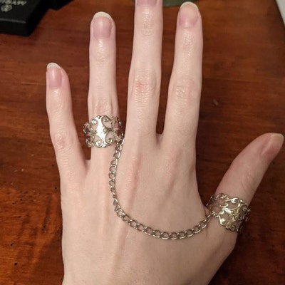 Double Ring ream Full Finger Ring, Dark Ring Set Goth Galentines Day ...