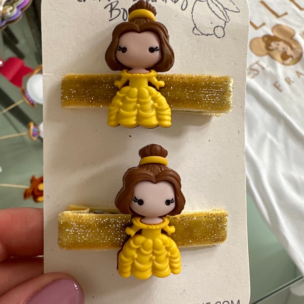 Disney Princess Hair Clips, Colorful Velvet Glitter Clips, Baby Toddler ...