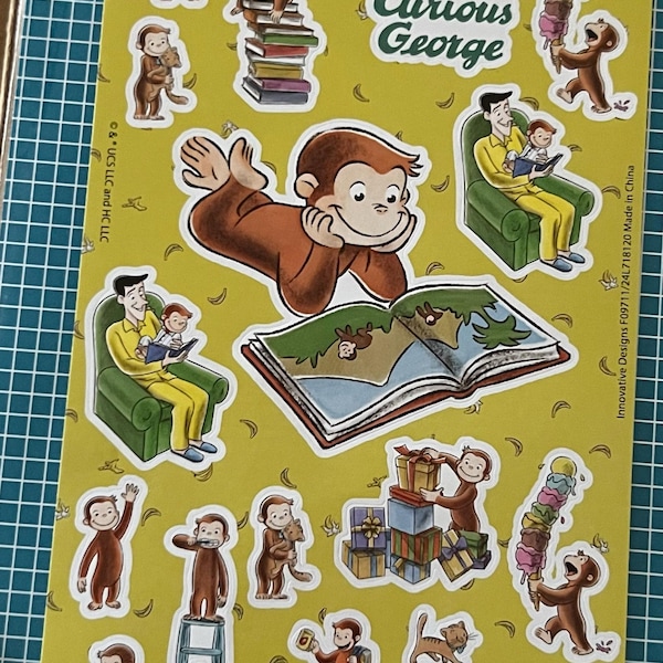 Modern 2000s Curious George Sticker Sheet - Etsy