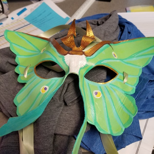 Custom Moth or Butterfly Leather Masquerade Mask - Custom Painted Mask ...