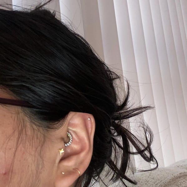 18G/16G Hummingbird Gold Labret Cartilage Studs • Tragus Stud • Conch Earring • Tragus • Helix ...