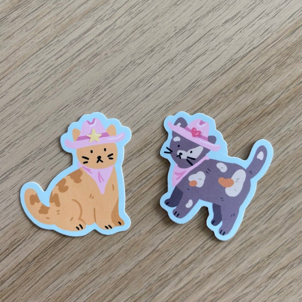 Cowboy Kitties Stickers Vinyl Matte | Cats Animals Decal Pack Pair ...