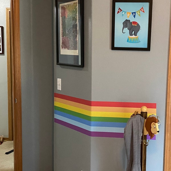 Rainbow Wall Border, Rainbow Wall Border Removable Fabric Wall Decal ...