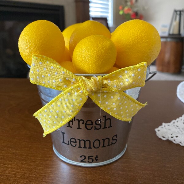 Galvanized Lemon Bucket-summer Decor-lemon Decor-lemon-fruit Decor ...