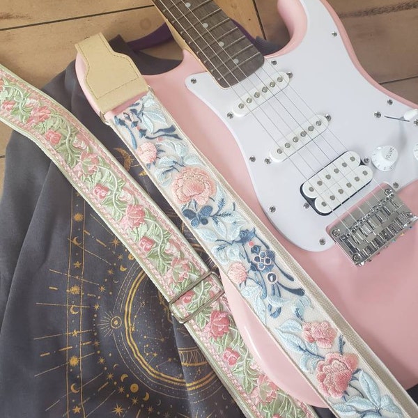 Floral Country Style Embroidery Lace Harp Strap Ukulele Strap Guitar ...