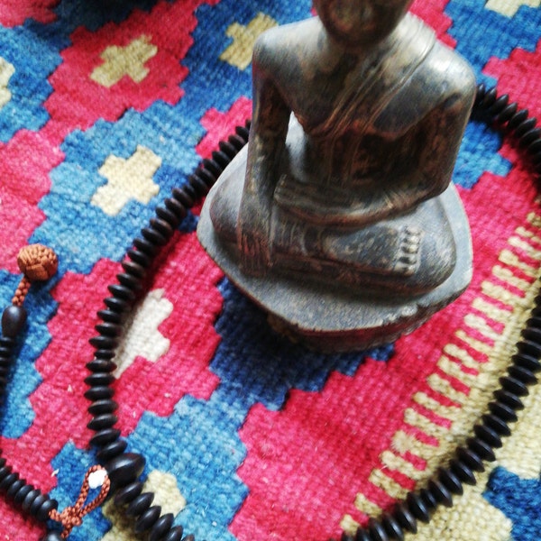 Tendai Sec Ohira Juzu Japanese Black Banded Ebony Wood Prayer Mala ...
