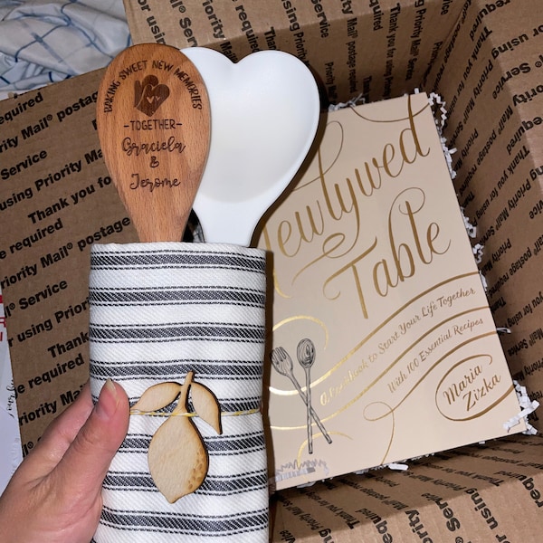Baking Gift Box for Bride: Wooden Spoon, Engraved Spatula, Personalized ...