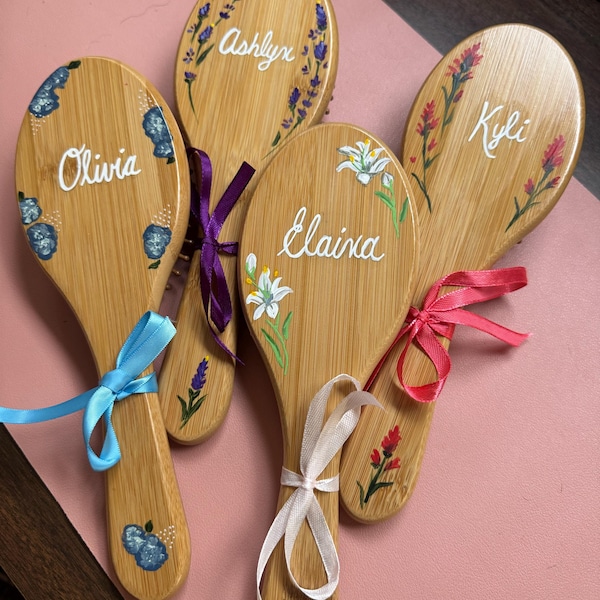 Personalized Hand Painted Hair Brushes- Bridal Shower, Bridesmaids ...