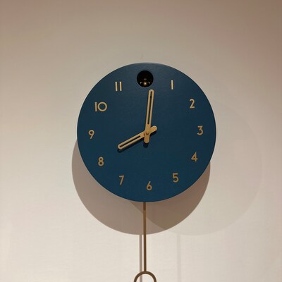 Cuckoo Clock Powder Blue Painted Concrete Coated With Brass Painted ...