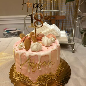 Acrylic Happy 18th Birthday Cake Topper and Name Cake Charm, Gold ...