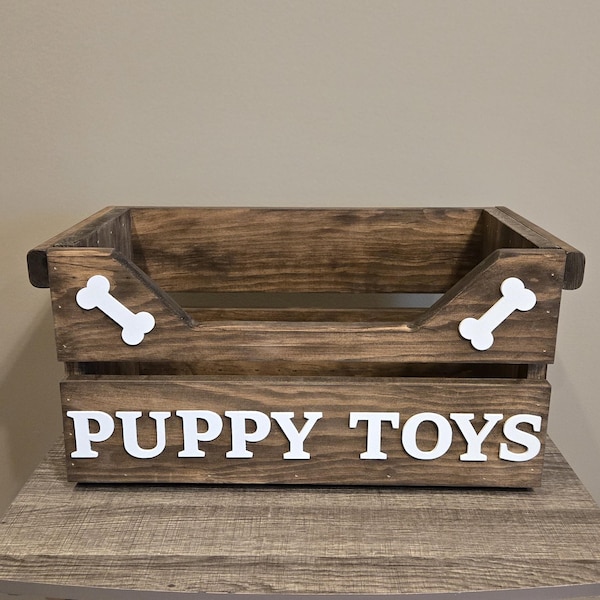 Personalized Wooden Dog Toy Box: Large Pet Toy Storage Crate - Etsy