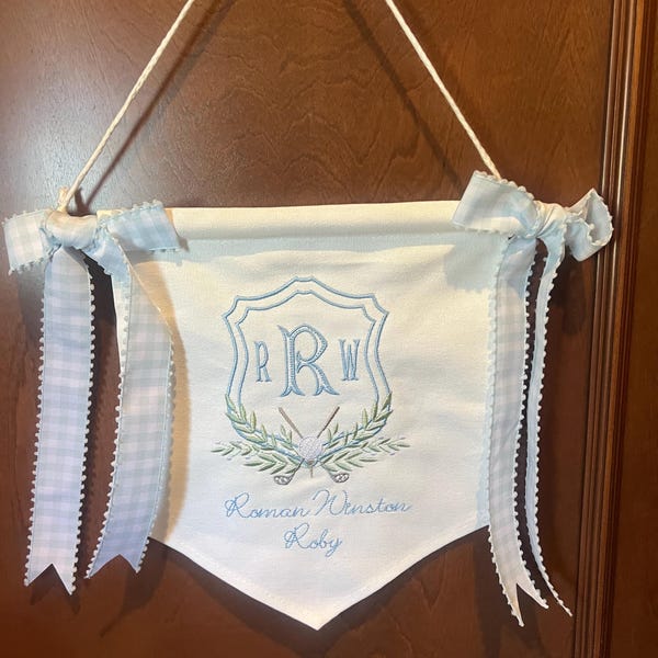Custom Stork Baby Hospital Banner | Embroidered Birth Announcement ...