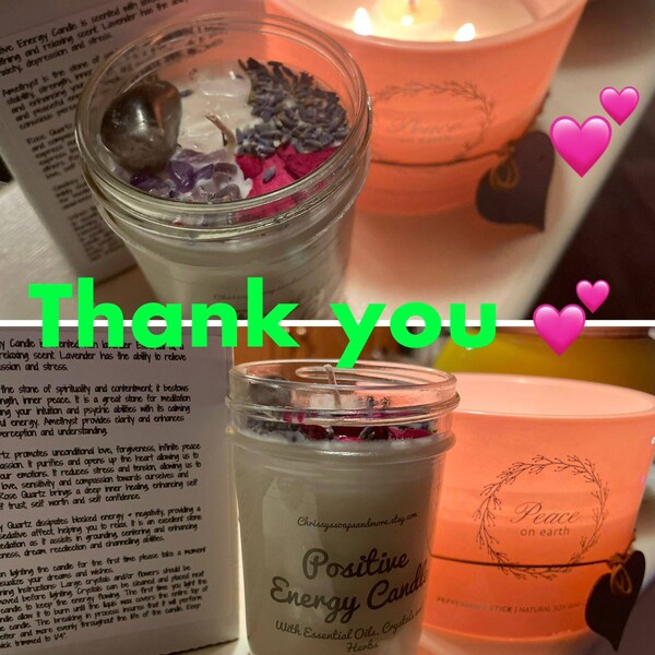 Positive Energy Candle 8oz - Crystal Candle - Aromatherapy Candle ...