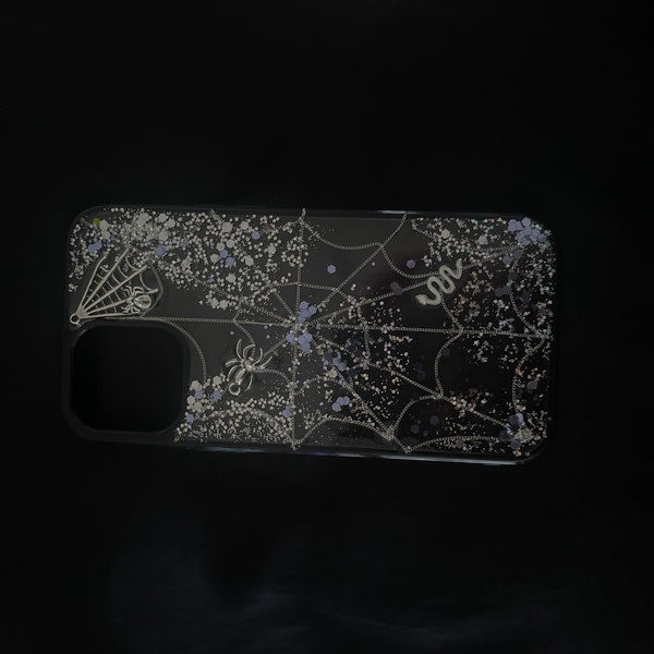 Spider Web Resin Decoden Phone Case for All Brand, Halloween Style ...