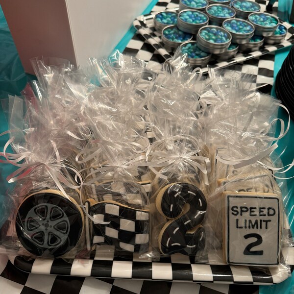 Racing Theme Cookie Favors, Car Theme Cookies for Birthday, Cute Race ...