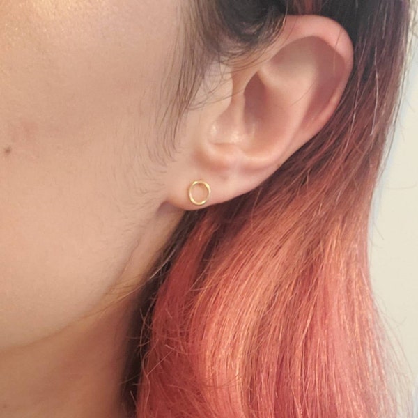 Tiny Circle Earrings • Gold, Silver or Rose Gold - Geometric - Small Studs - 14k Gold Studs ...