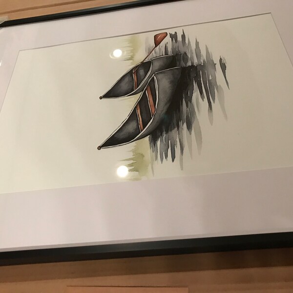 Three Canoes - Watercolor Print, Watercolor Canoe Art, Kayak Art Print ...