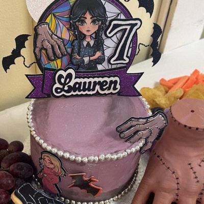 Wednesday Addams Themed Personalised Cake Topper Birthday Custom Adams ...