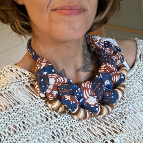 Hand Woven Colorful Rope Necklace, Braided Multicolor Statement ...