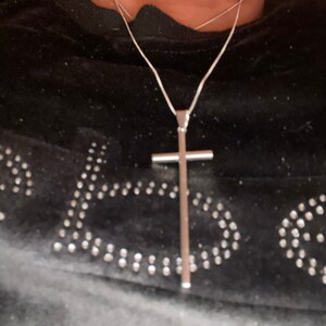 925 Sterling Silver Long Cross Necklace Pendant Chain Necklace | Etsy