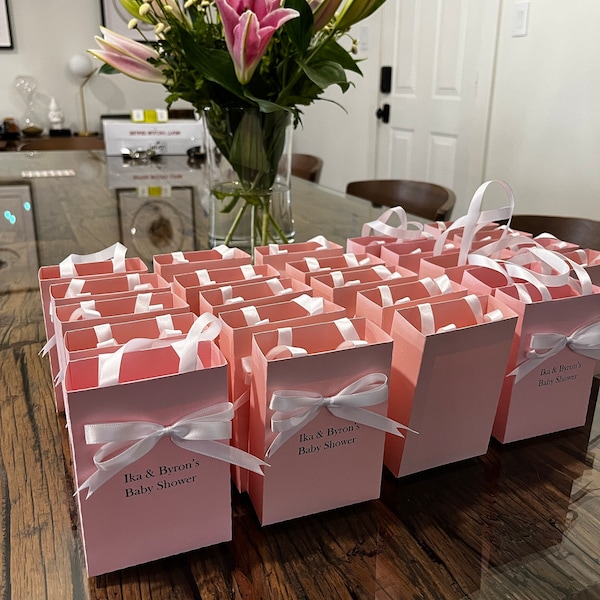 Favor Bags. Blush/pale Pink Small Elegant Goodie Bags With Satin Ribbon ...