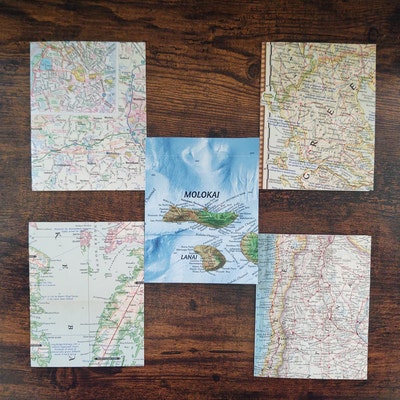Vintage Map Card Set Travel Card Set Stationery Set Blank Cards Map ...