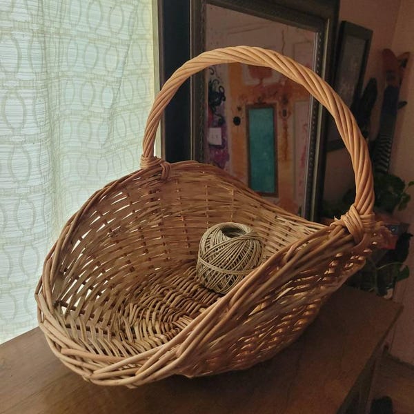 Wicker Large Gathering Basket for Flowers in 2 Sizes, Big Rattan Garden ...