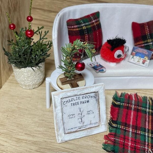 Miniature Dollhouse Charlie Brown Trees and Framed Charlie Brown Tree ...