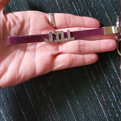 Rhinestone Slide Charm Wristlet/keychain/cheer Bag Tags - Etsy