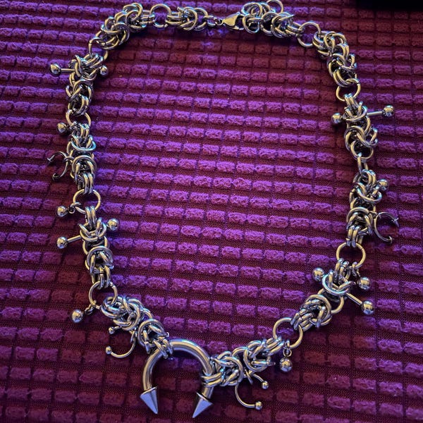 PIERCED 2 - Stainless Steel Chainmaille Choker Necklace Goth ...