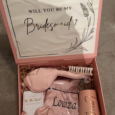 Bridesmaid Gift Box With PJ Set Personalized Proposal Box With Satin ...