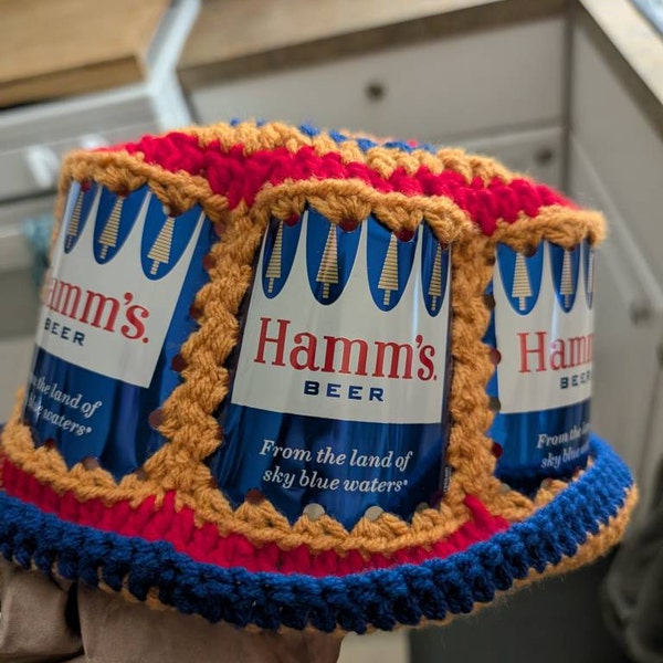 BADGERS Handmade Crochet Beer Can Hat - Etsy