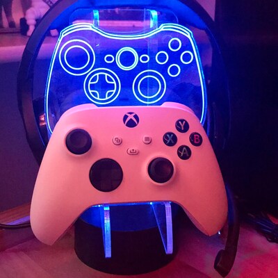 Personalised Neon Green Controller and Headset Gaming Station With ...