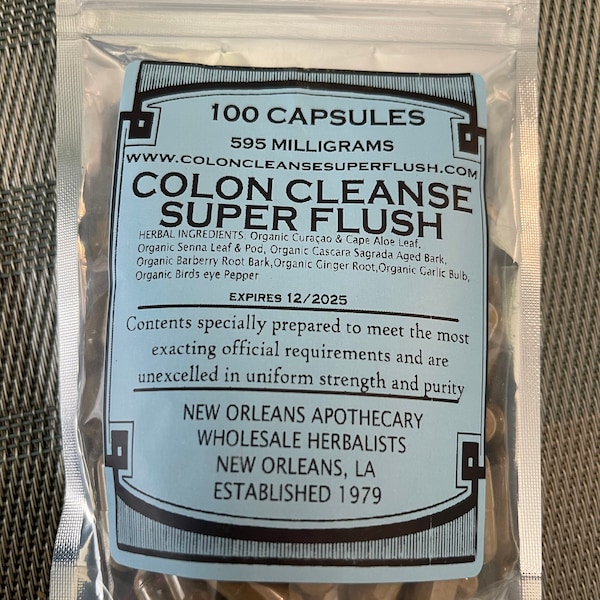 100-colon Cleanse Super Flush Capsules All Organic Zero Fillers or ...
