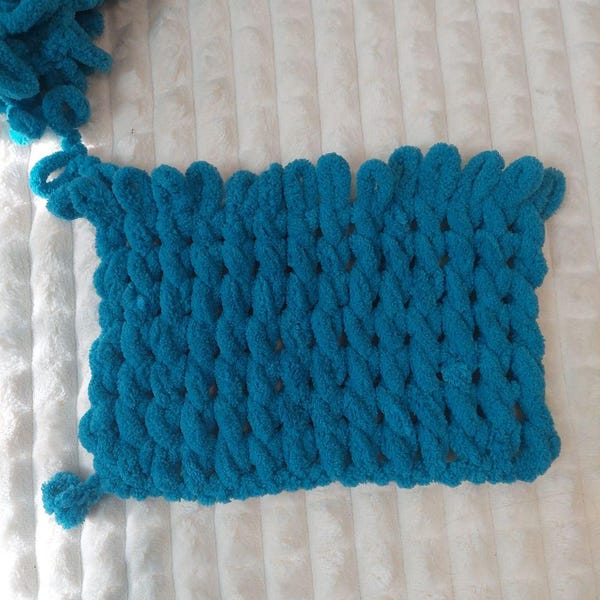 Beginner Chunky Finger Knitting Pattern - Alize Puffy Blanket PDF ...