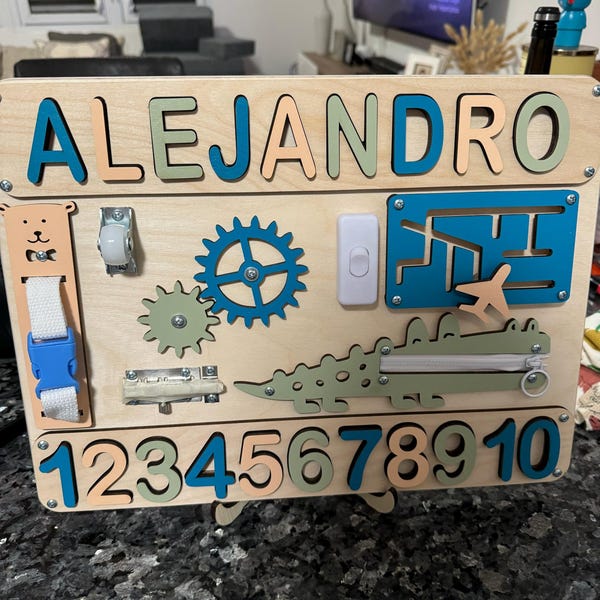 Personalized Busy Board for Toddler, Activity Board, Personalized Gift ...