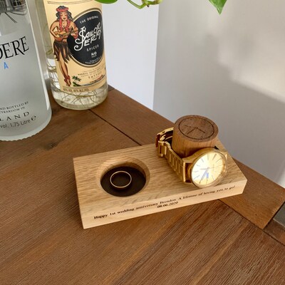 Cufflink Tray and Watch Stand / Personalised Jewellery Storage for Him ...