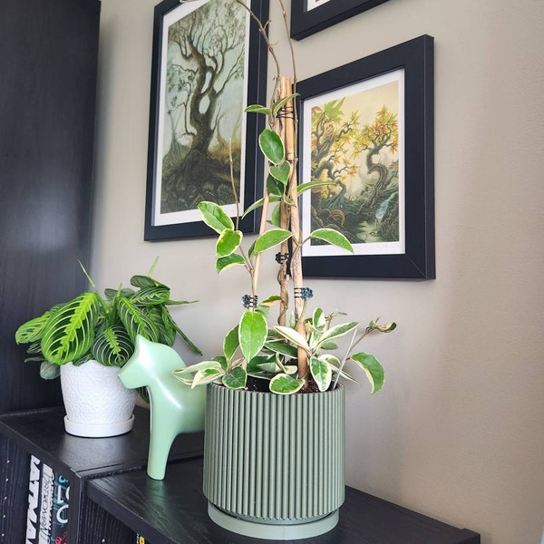 Mid-century Modern Pot in Matte Olive Green, Pots With Drainage and ...