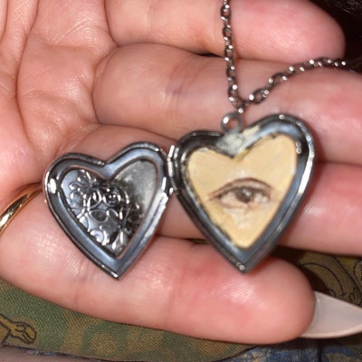 Custom Hand-painted Lovers Eye Locket Pendant Necklace - Etsy