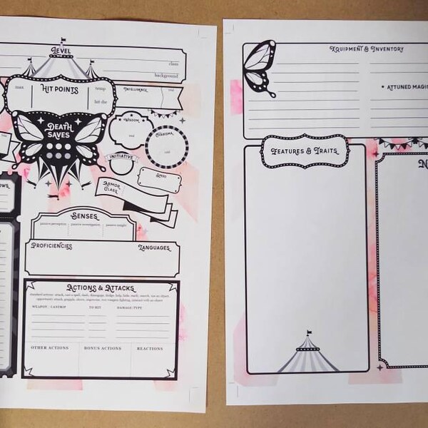 Fey Carnival Character Sheet (D&D 5e) - Etsy